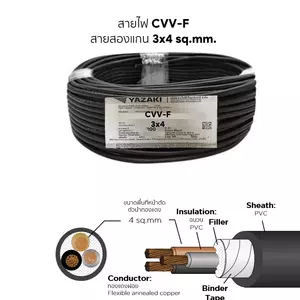 สายไฟ CVV-F 3x4 ตร.มม. YAZAKI ราคาถูก | OneStockHome